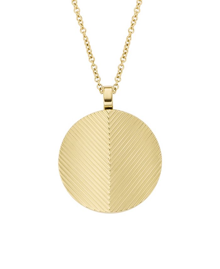 Fossil Harlow Linear Texture Gold-Tone Stainless Steel Chain Necklace ...