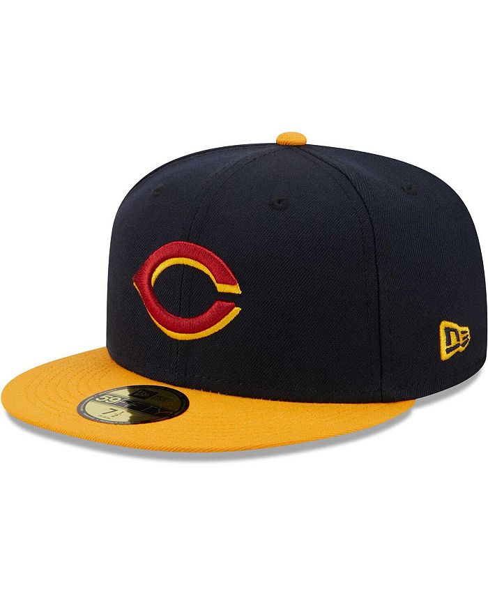 New Era Men's Navy, Gold Cincinnati Reds Primary Logo 59FIFTY Fitted ...