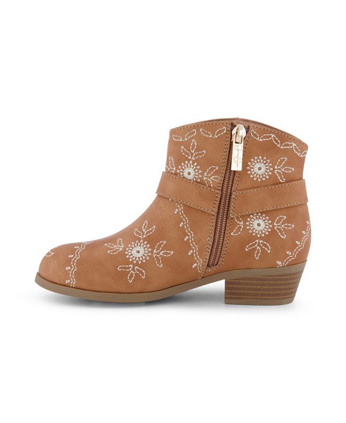 Jessica Simpson Little Girls Layla Embroidered Side Zipper Booties - Macy's