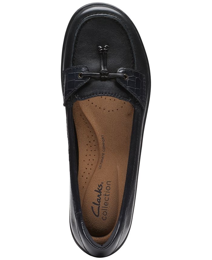Clarks Women's Cora Haley Mixed-Texture Tie-Top Loafers - Macy's