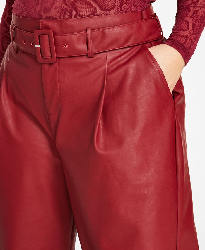 Nina Parker Trendy Plus Size Faux Leather Wide Leg Pants Macys