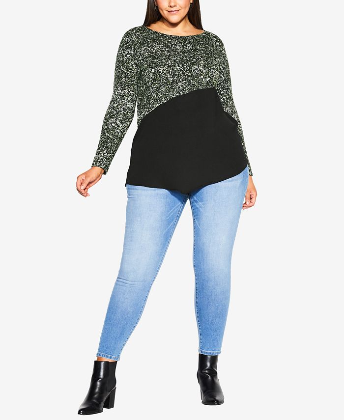 AVENUE Plus Size Carla Print Top - Macy's
