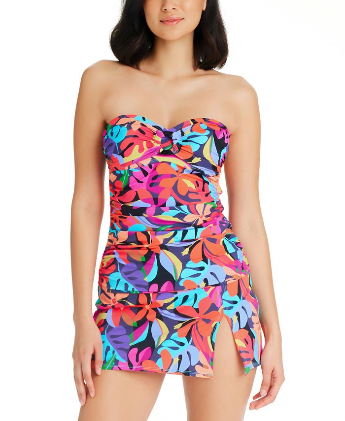 Bleu by Rod Beattie Women's Bold Rush Draped Tankini Top & High-Waist Skirted Bottoms - Macy's