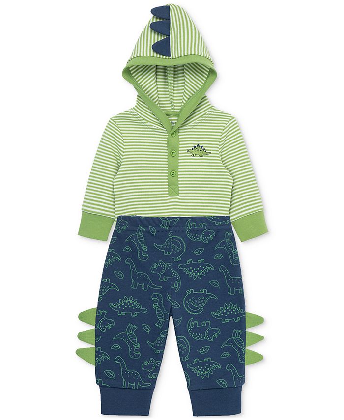 Little Me Baby Boys Cotton Dino Bodysuit and Printed Pants, 2 Piece Set - Macy's