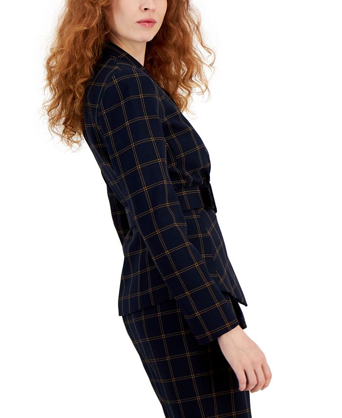 Tahari ASL Tahair ASL Women's Belted Windowpane Jacket - Macy's