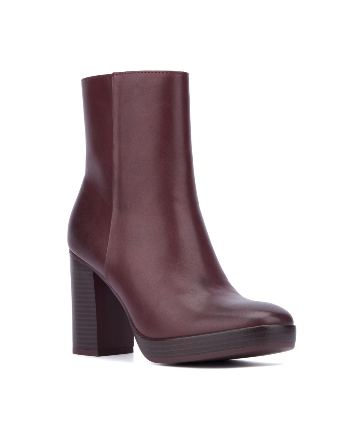 Womens Fay- Chunky Heel Ankle Boot - Burgundy