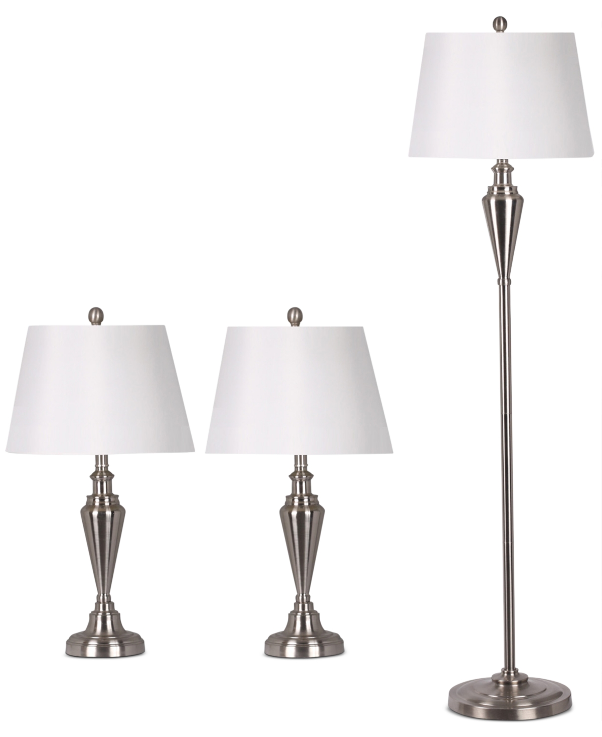 Click here for Adesso Satin Steel Set of Two Table Lamps and 1 Fl... prices