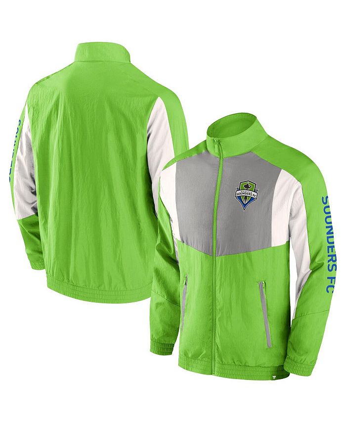 Fanatics Men's Rave Green Seattle Sounders FC Net Goal Raglan Full-Zip ...