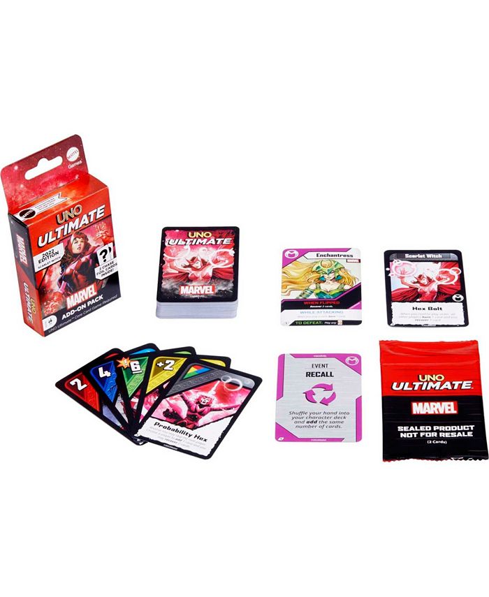 Mattel UNO Ultimate Marvel Add-On Pack with Collectible Scarlet Witch ...