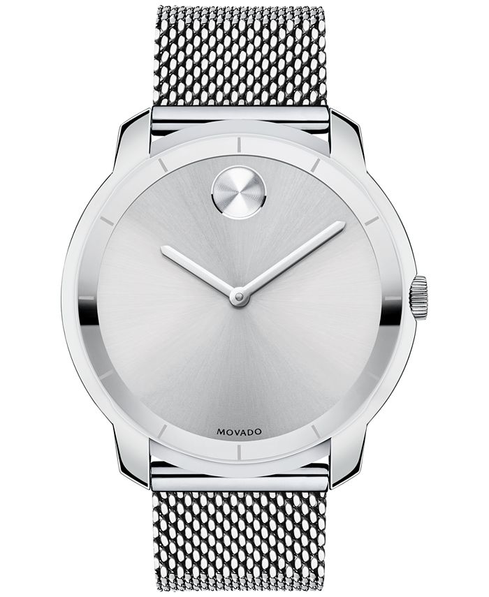 Movado Unisex Swiss Bold Stainless Steel Mesh Bracelet Watch 44mm ...