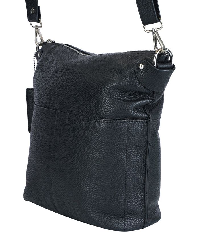 Mancini Pebbled Collection Susan Leather Crossbody Hobo Bag - Macy's