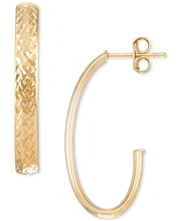 Macy's Textured J-Hoop Earrings in 14k Gold - Macy's