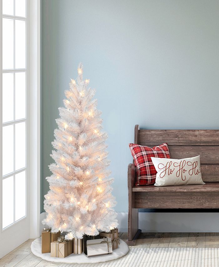 Puleo 4' Pre-Lit Carson Artificial Pine Tree - Macy's