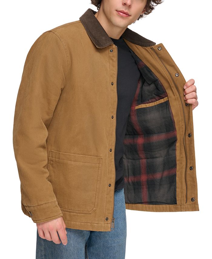 Levi's Men's Plaid-Lined Canvas Chore Jacket - Macy's