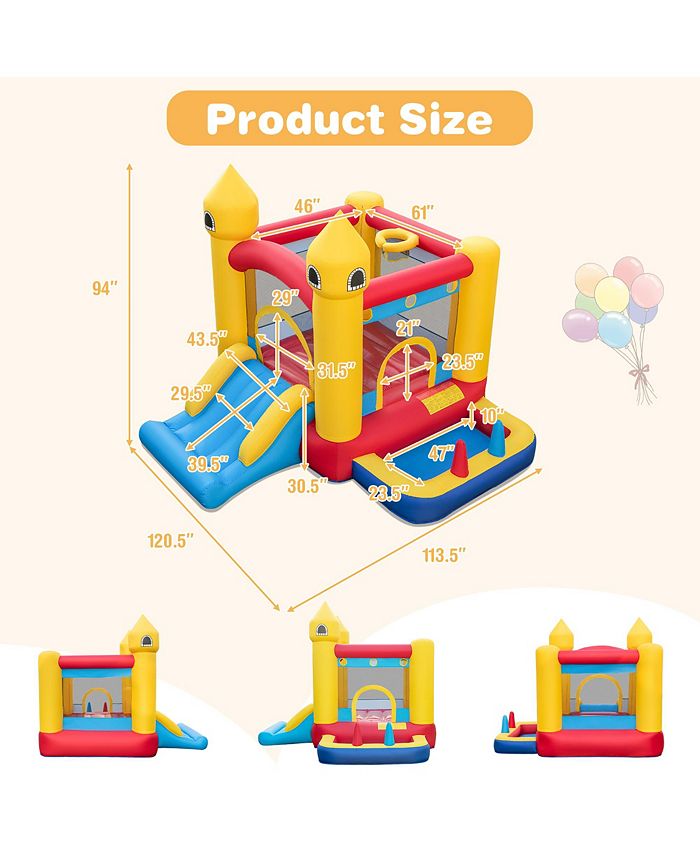 Costway Kids Bouncy Castle with Slide & Ball Pit Pool Ocean Balls ...