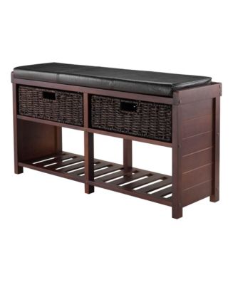 Offex Colin Cushion Bench with Baskets - Macy's