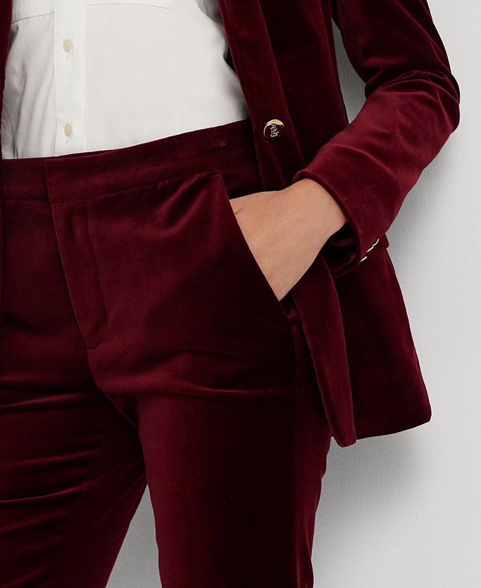 Lauren Ralph Lauren Women's Stretch Velvet Straight-Leg Pants - Macy's