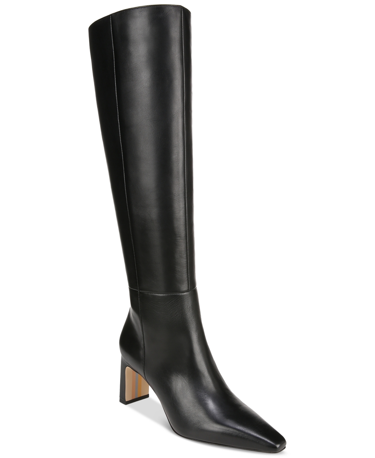 Sam Edelman Sylvia Snip-Toe Knee-High Dress Boots - Black Leather