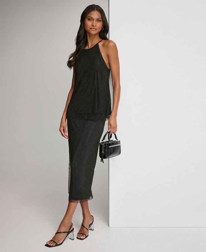 Calvin Klein Women's Crystal-Mesh Tank Top - Macy's