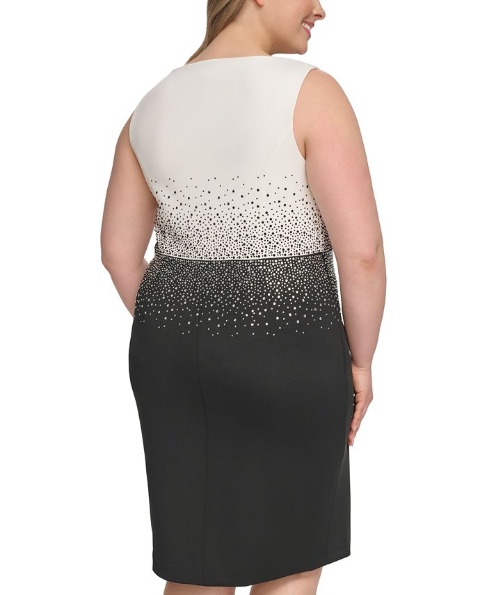 Calvin Klein Plus Size Rhinestone Colorblocked Sheath Dress - Macy's