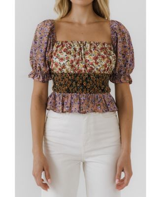 Free the Roses Women's Floral Multi Color Top - Macy's