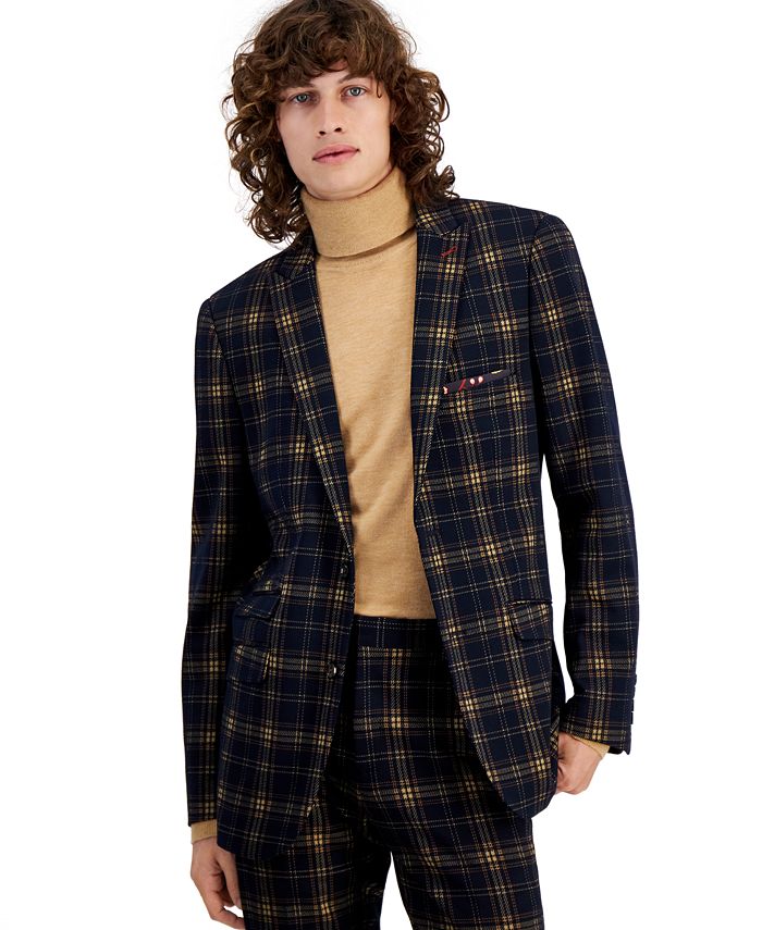 Paisley & Gray Men's Ashton Plaid Peak-Lapel Jacket - Macy's