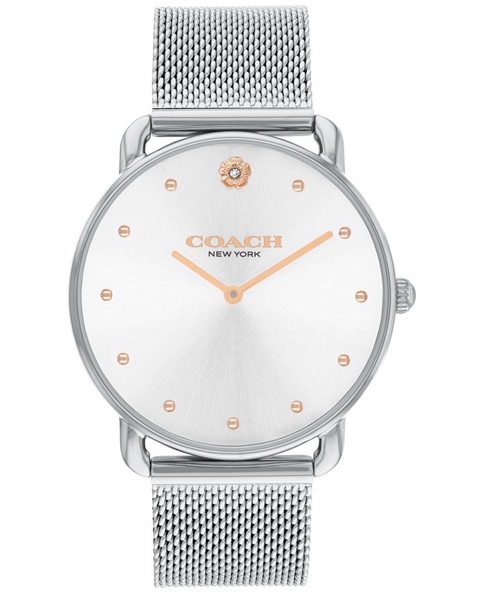 COACH Women's Elliot Silver Stainless Steel Mesh Bracelet Watch 36mm ...