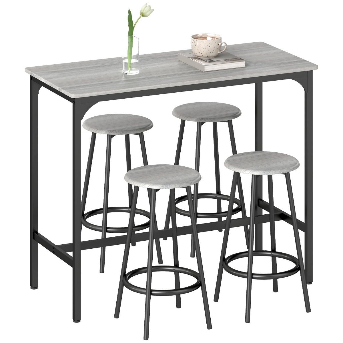 Click here for Homcom 5-Piece Rustic Bar Table and Chairs Set for... prices