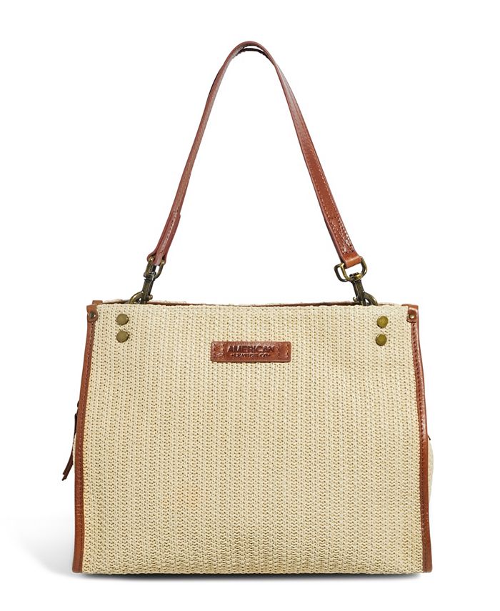 American Leather Co. Women's Lenox Raffia Triple Entry Satchel Handbag ...
