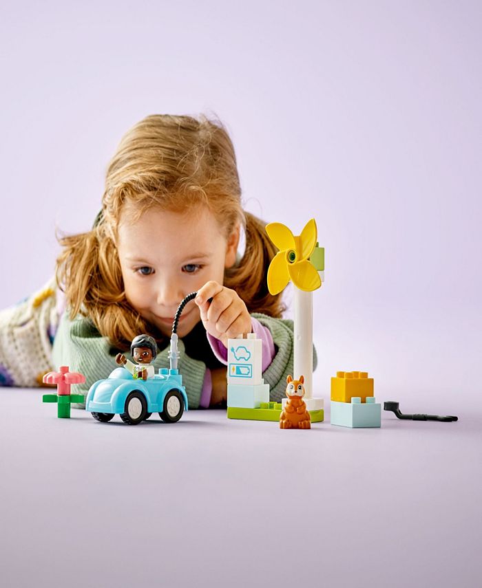 LEGO® DUPLO Town 10985 Wind Turbine and Electric Car Toy STEM Building ...
