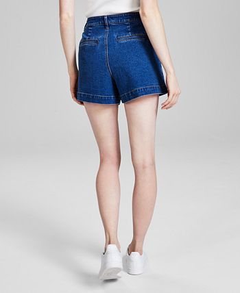 And Now This Women's High Rise Pleat-Front Denim Shorts, Created for ...
