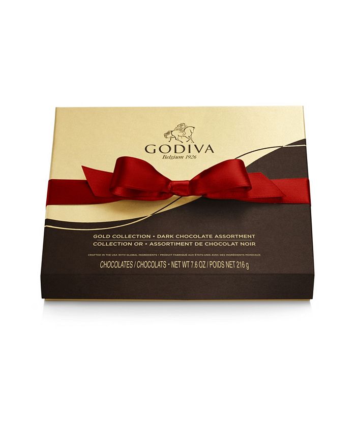 Godiva Assorted Dark Chocolate Gift Box, Red Ribbon, 18 Piece - Macy's