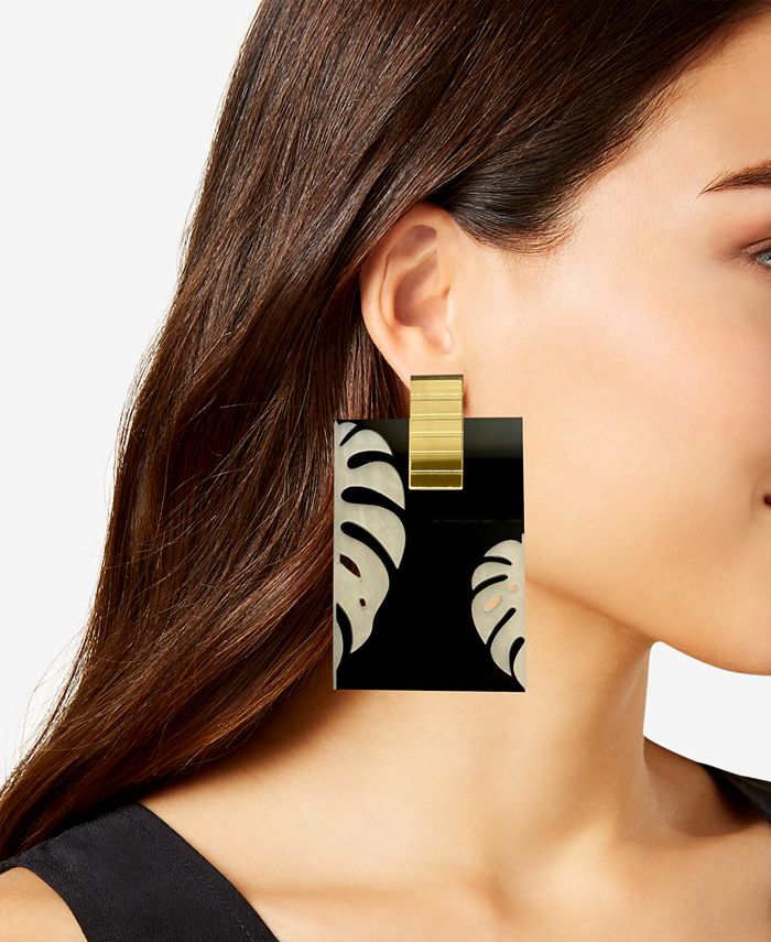 Swanky Designs Monstera Palm Square Drop Earrings - Macy's