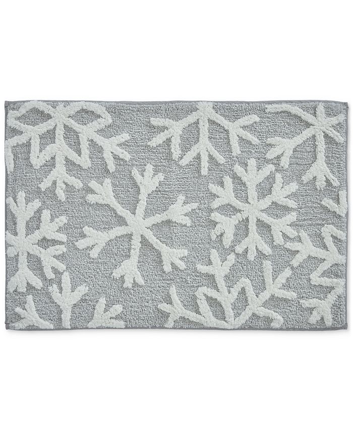 Seventh Studio Holiday Gray Snowflake Bath Rug, 20" x 30" - Macy's
