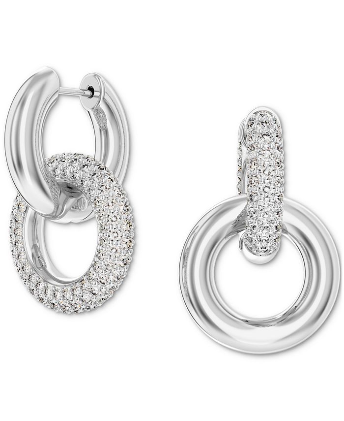 Swarovski Pavé Interlocking Loop Charm Mismatch Hoop Earrings - Macy's