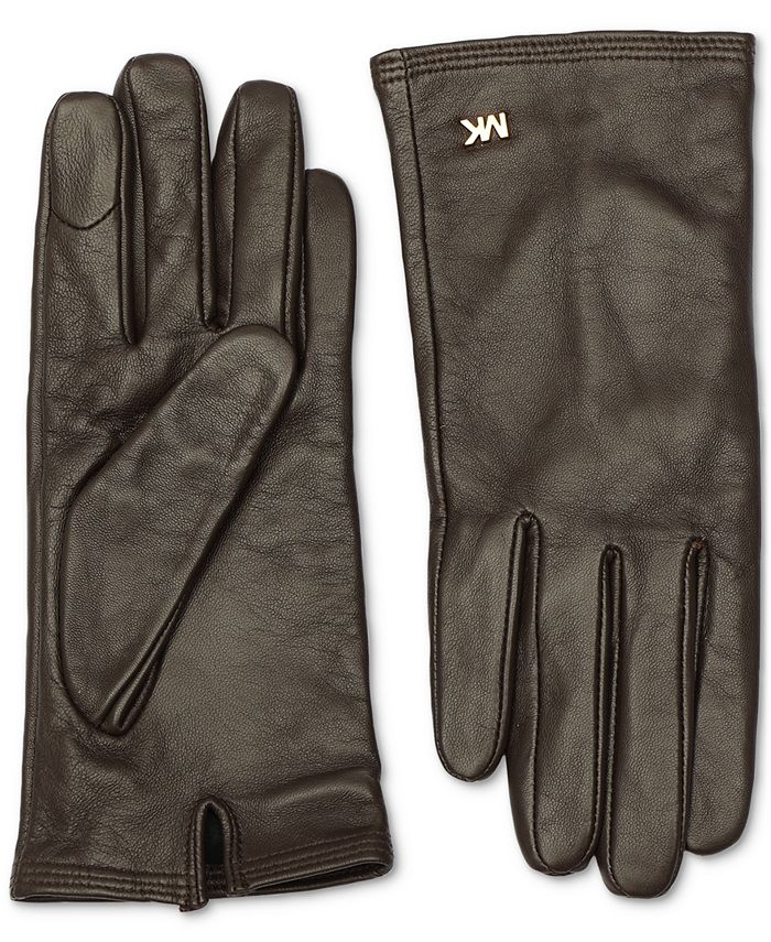 Michael Kors Women's Smooth Leather Gloves - Macy's