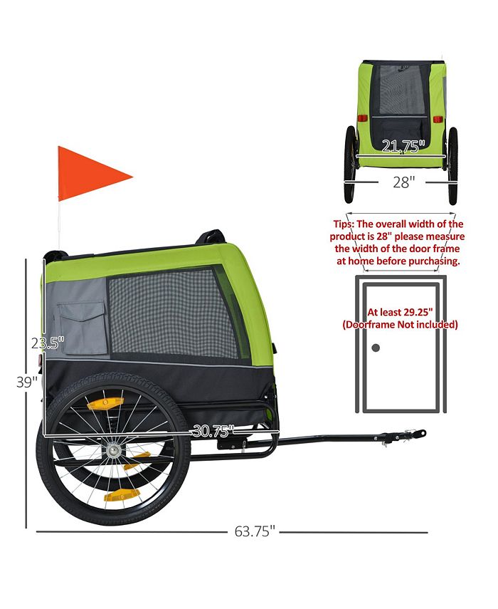 Aosom Dog Bike Trailer with Suspension System, Hitch for Medium Dogs ...