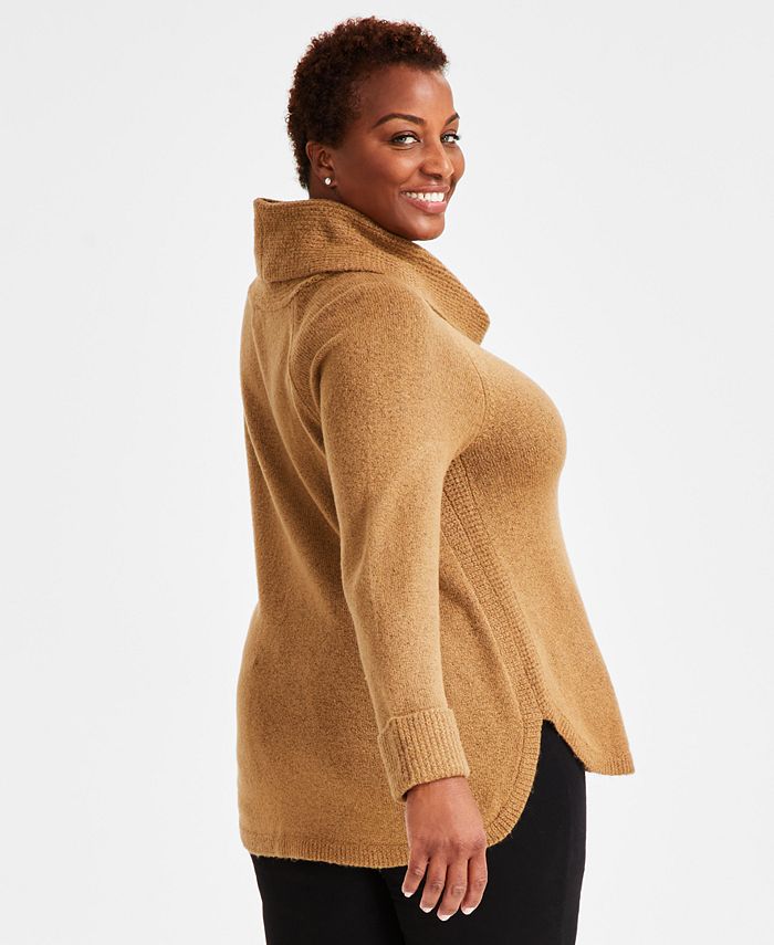 Style & Co Plus Size Waffle-Knit Cowlneck Sweater, Created for Macy's ...