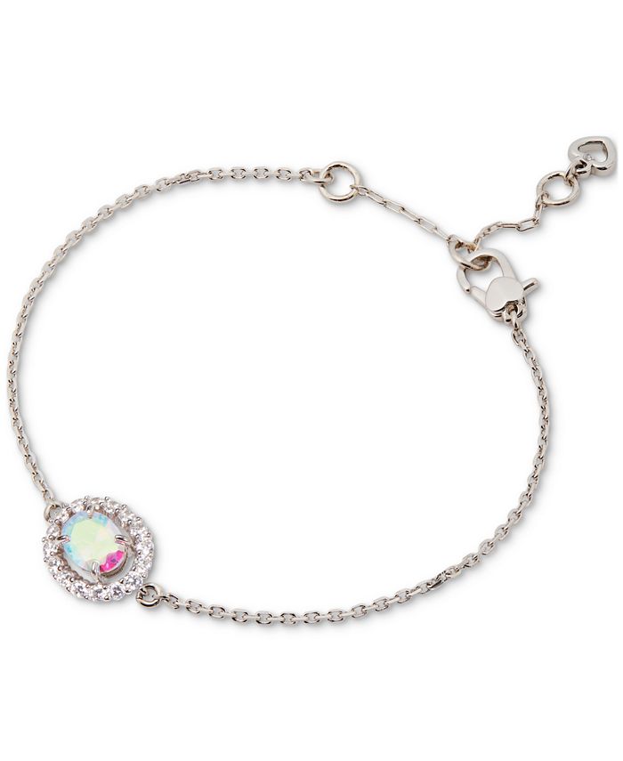 kate spade new york Silver-Tone Cubic Zirconia Oval Halo Link Bracelet ...