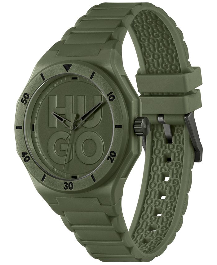 Hugo Boss Men's Grail Quartz Green Silicone Watch 42mm - Macy's
