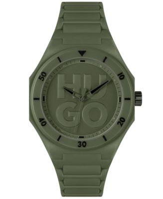 HUGO BOSS Men's Grail Quartz Green Silicone Watch 42mm - Macy's