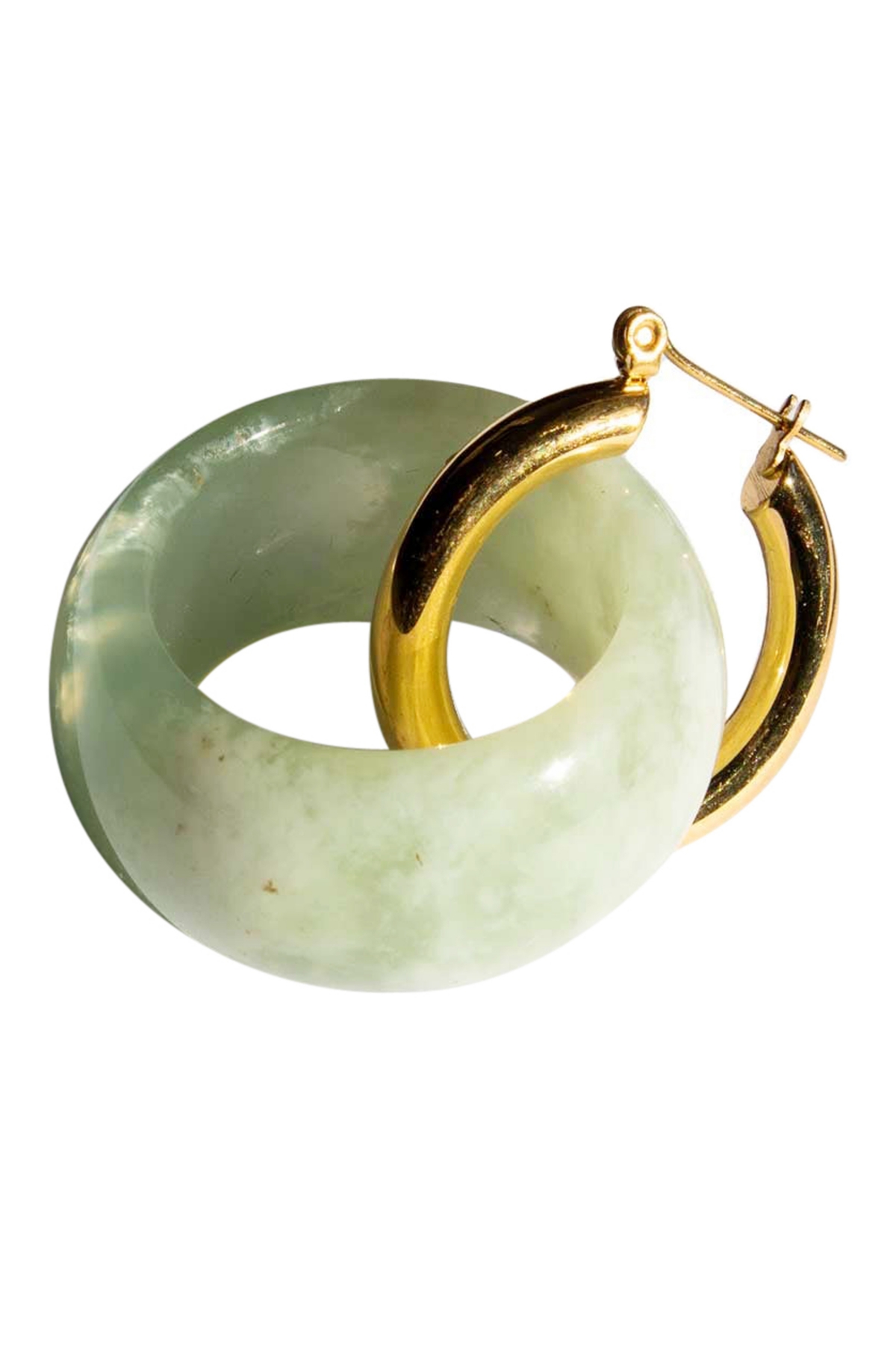 Click here for Amelie — Single Hoop Green Stone Earring -... prices