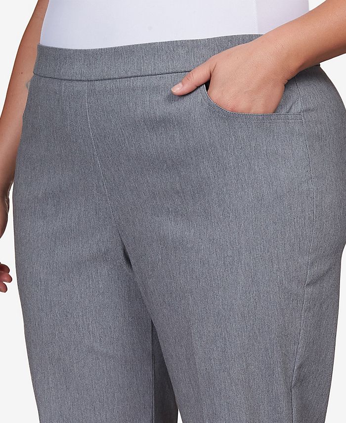 Alfred Dunner Plus Size Point of View Shaping Tummy Control Flat Front Short Length Pants - Macy's