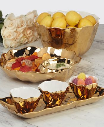 Certified International Gold-Silver Tone Coast 4 Piece Set Tray and ...