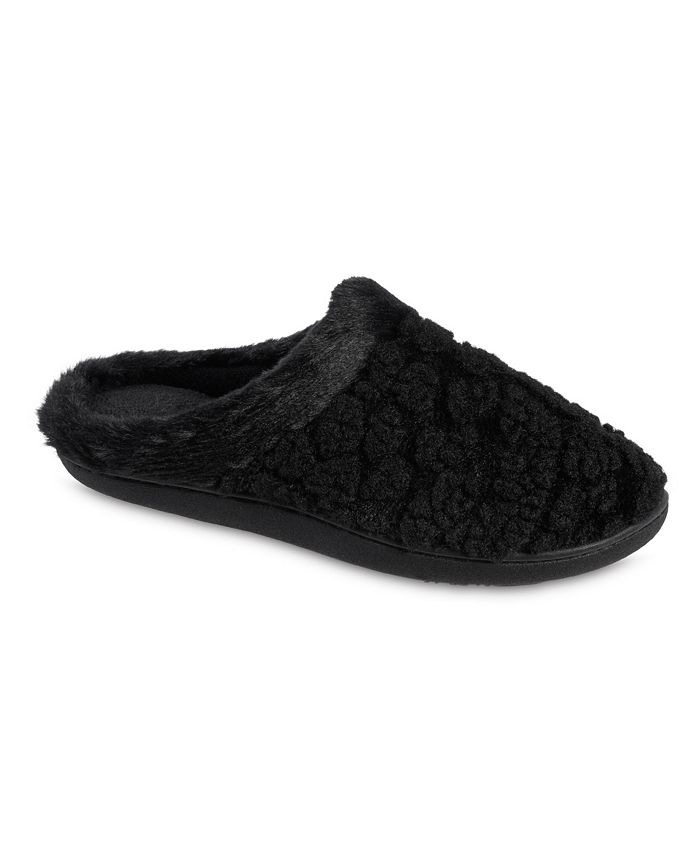 Isotoner Signature Women's Memory Foam Faux Fur Isla Cheetah Hood Back ...