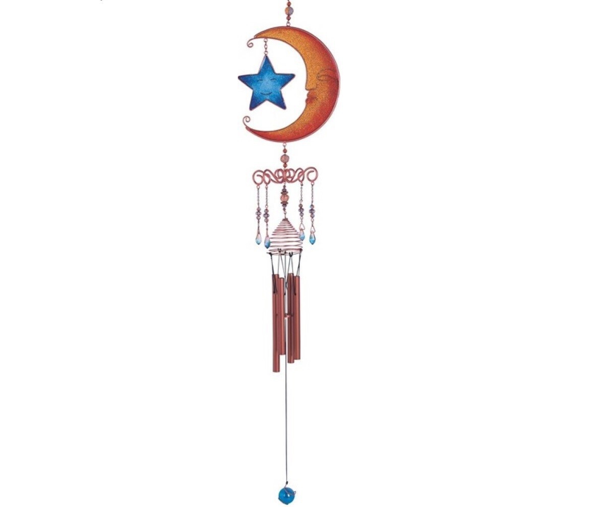 Click here for 23 Long Celestial Wind Chime Copper & Gem Moon Sta... prices