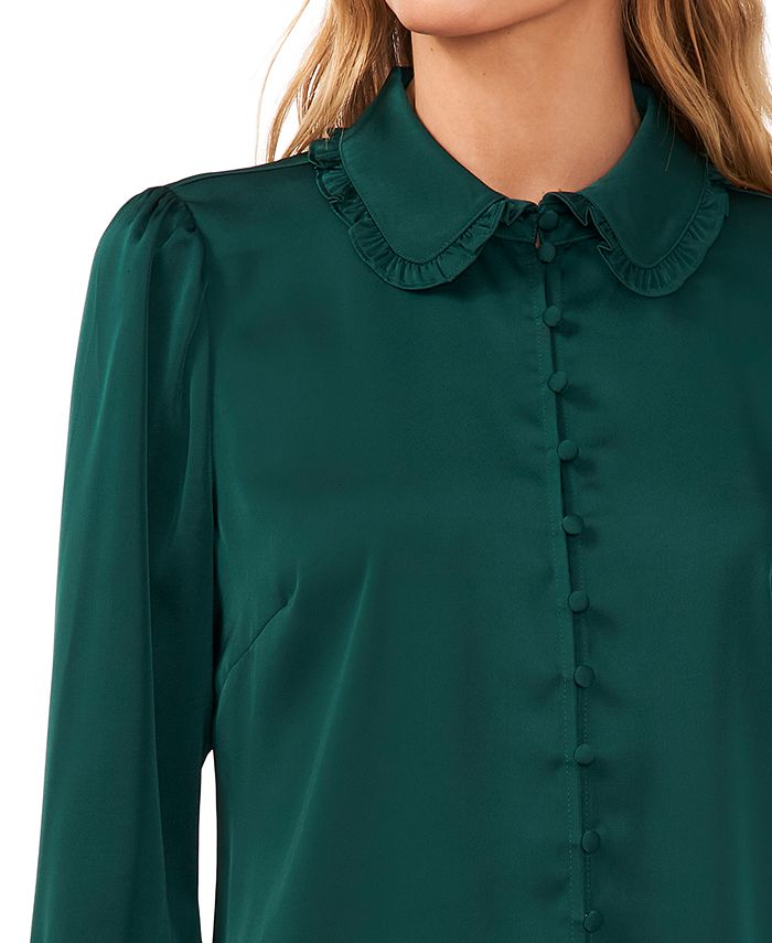 CeCe Women's Ruffle-Collar Button-Front Blouse - Macy's