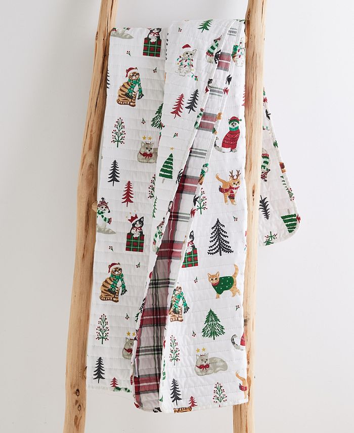 Levtex Meowy Christmas Quilted Throw, 50" x 60" - Macy's