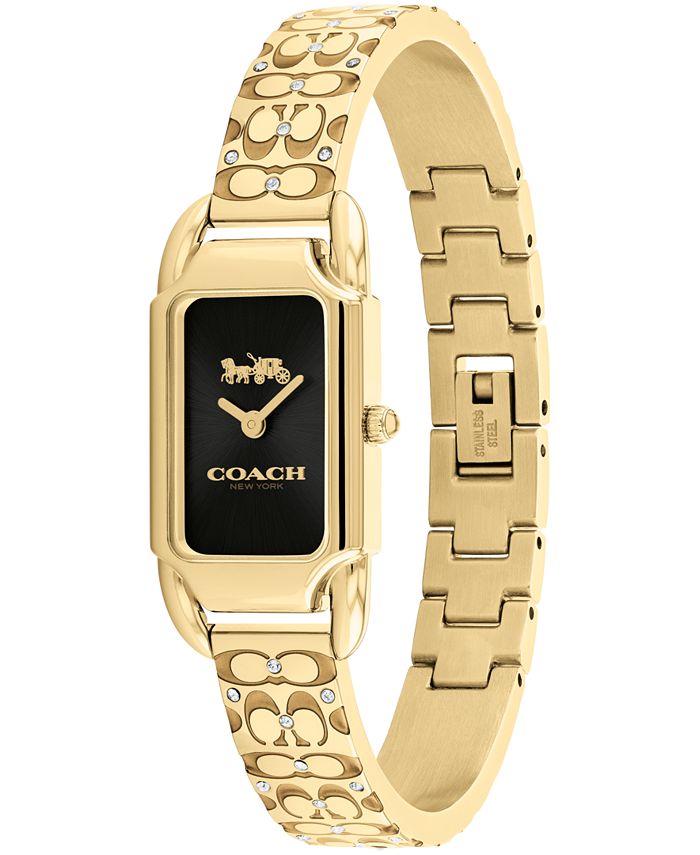 COACH Women's Cadie Gold-Tone Stainless Steel Bangle Bracelet Watch 17. ...