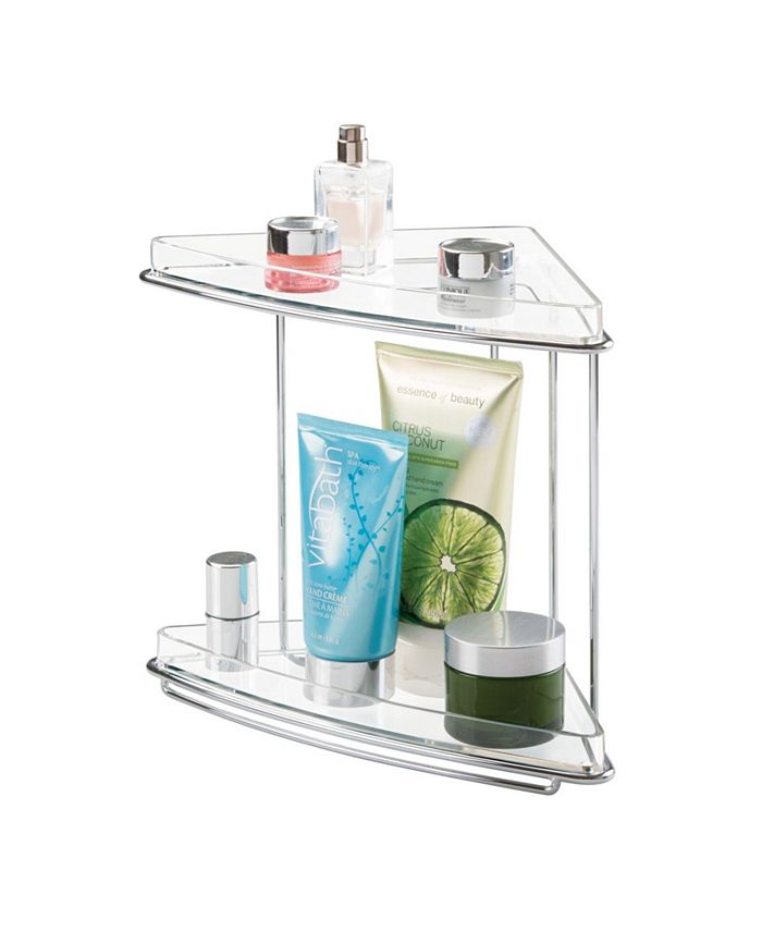 mDesign Steel/Plastic 2-Tier Freestanding Bathroom Corner Organizer ...